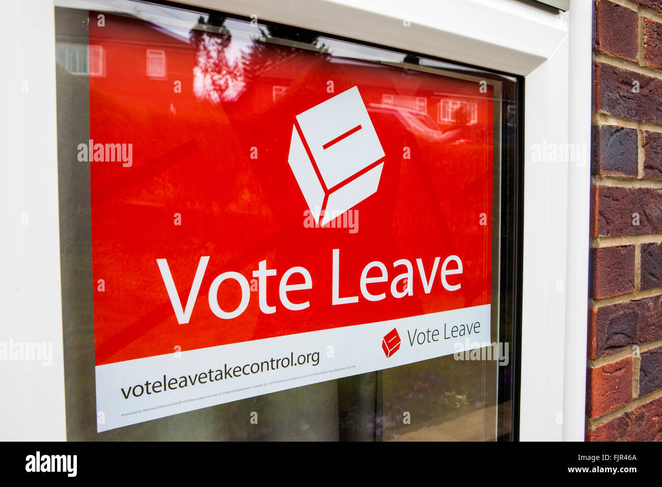 London, UK. 3rd March, 2016. A Vote Leave campaign poster displayed in ...