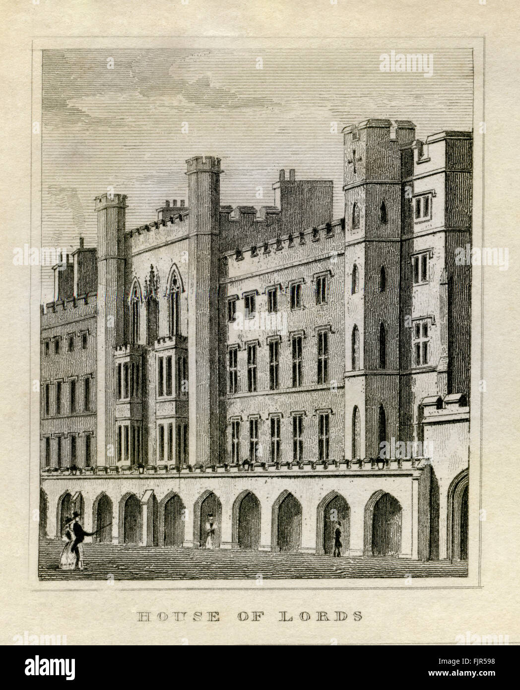 House of Lords, Palace of Westminster, London 1835. Upper house of UK ...