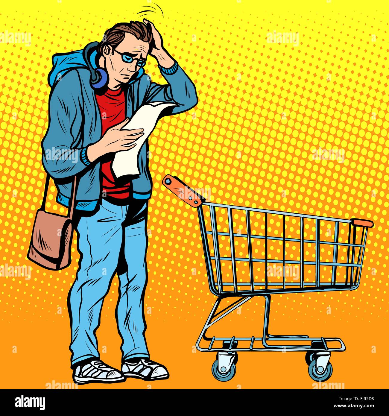 The buyer with a grocery cart Stock Vector Image & Art - Alamy