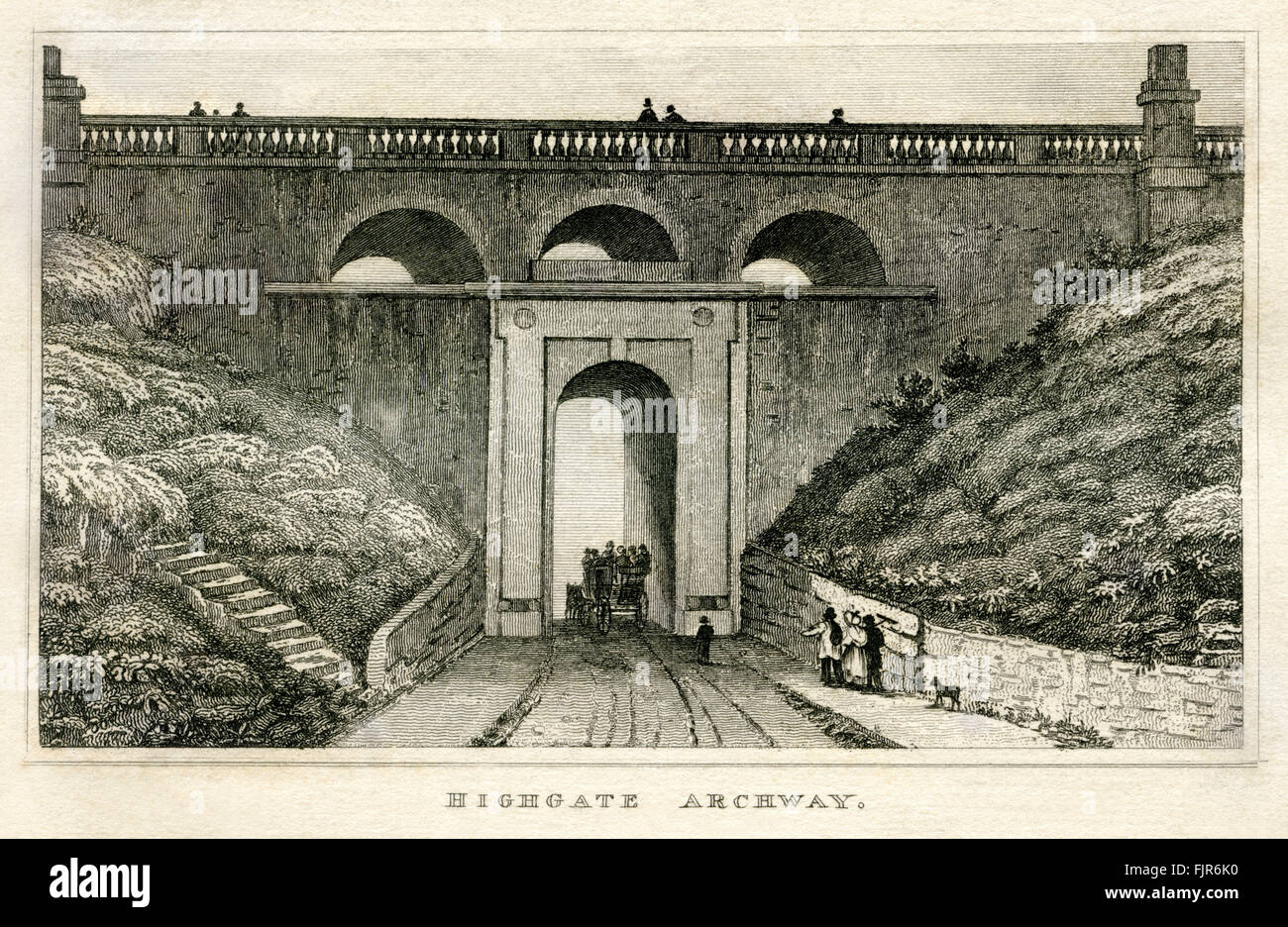 Highgate Archway, London. From 1835 print Stock Photo - Alamy