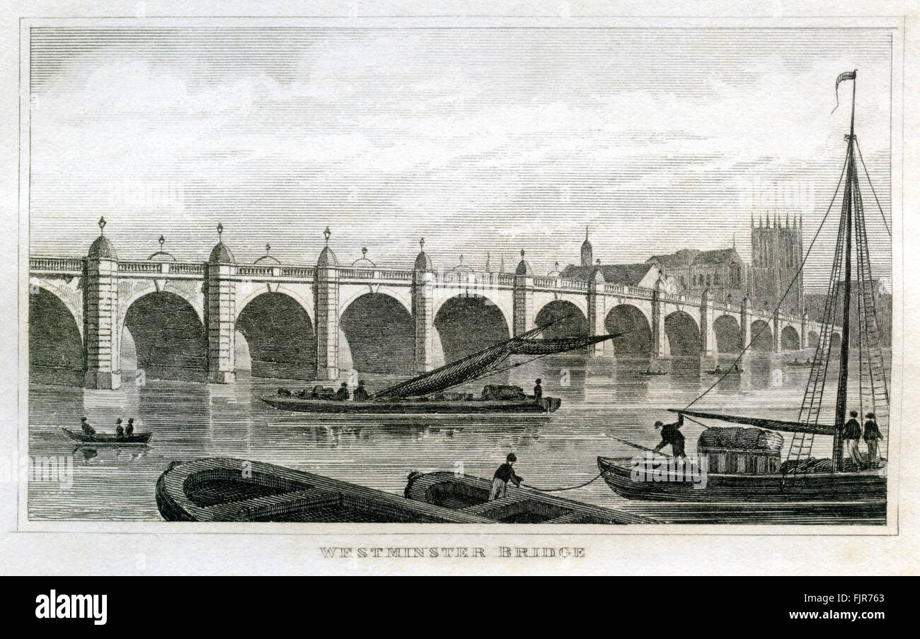 Westminster Bridge, London. From 1835 print Stock Photo - Alamy