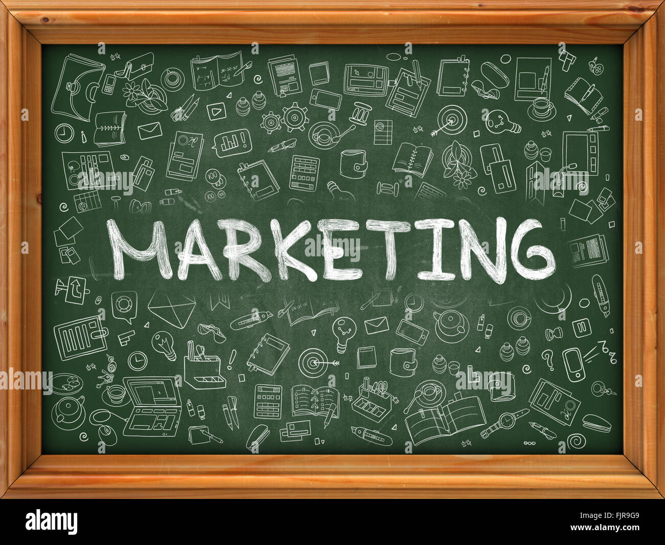 Marketing - Hand Drawn on Green Chalkboard Stock Photo - Alamy