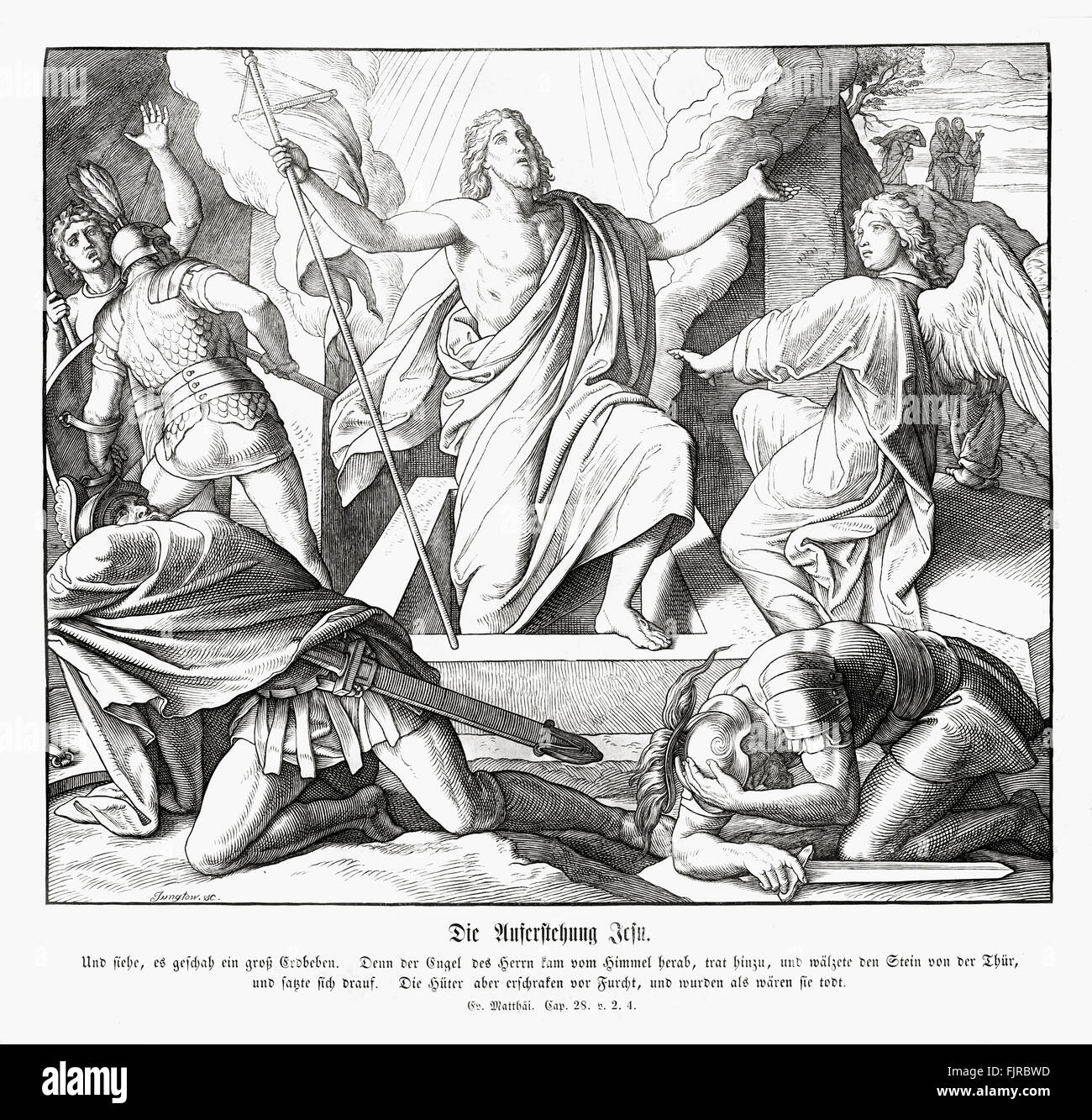 Resurrection of Jesus, Gospel of Matthew chapter XXVIII verses 2 - 4 ...