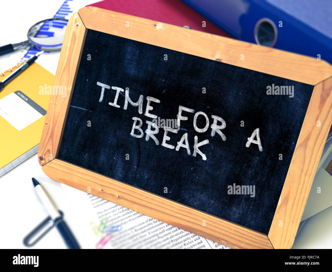 Hand Drawn Time for a Break Concept on Small Chalkboard Stock Photo - Alamy