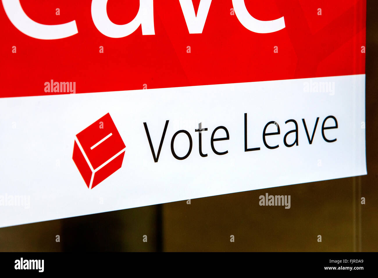 London, UK. 3rd March, 2016. A Vote Leave campaign poster displayed in ...