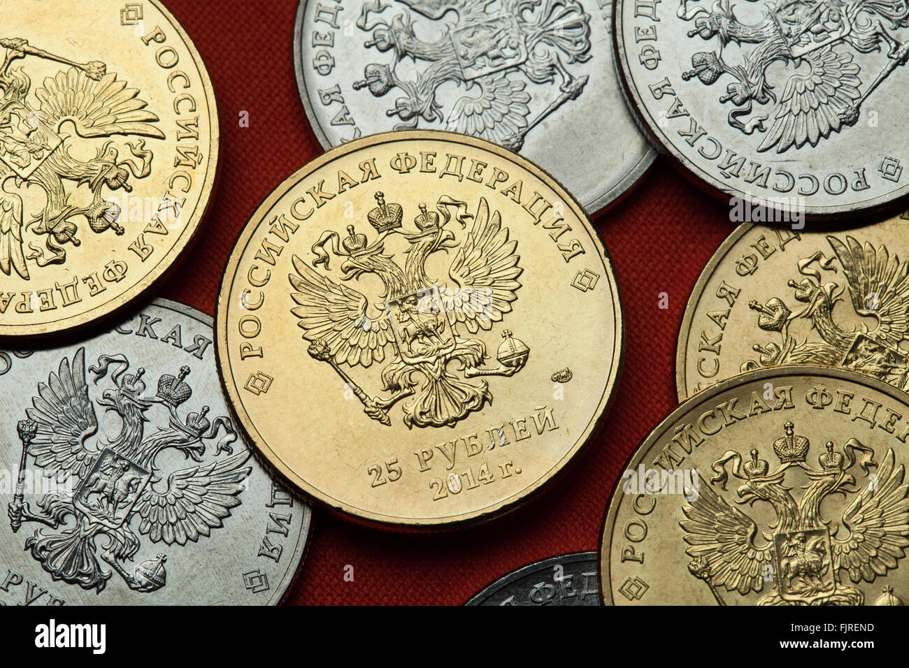 Coins of Russia. Russian double-headed eagle depicted in the Russian ...