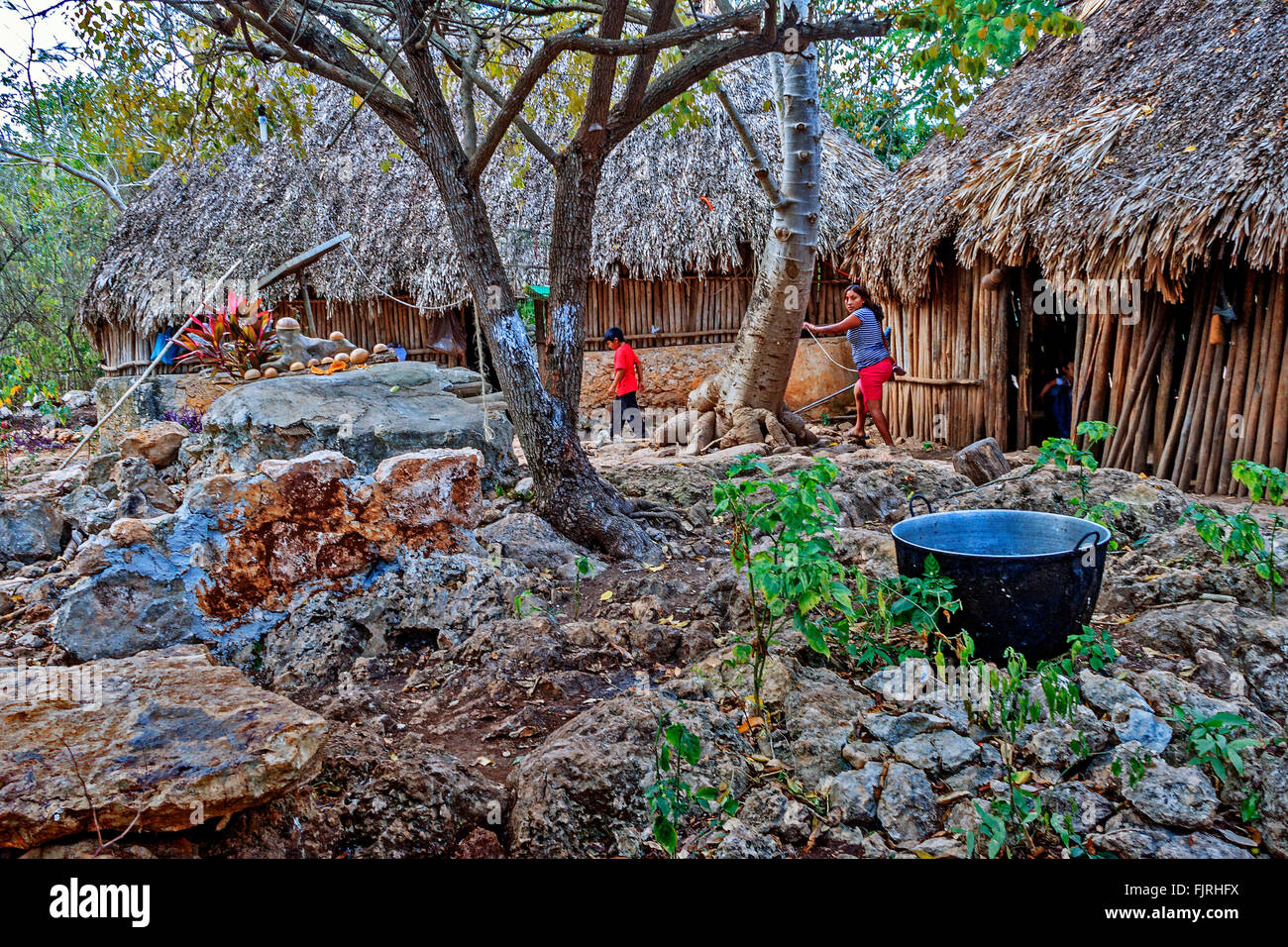 Maya Village Yucatan Mexico Stock Photo - Alamy