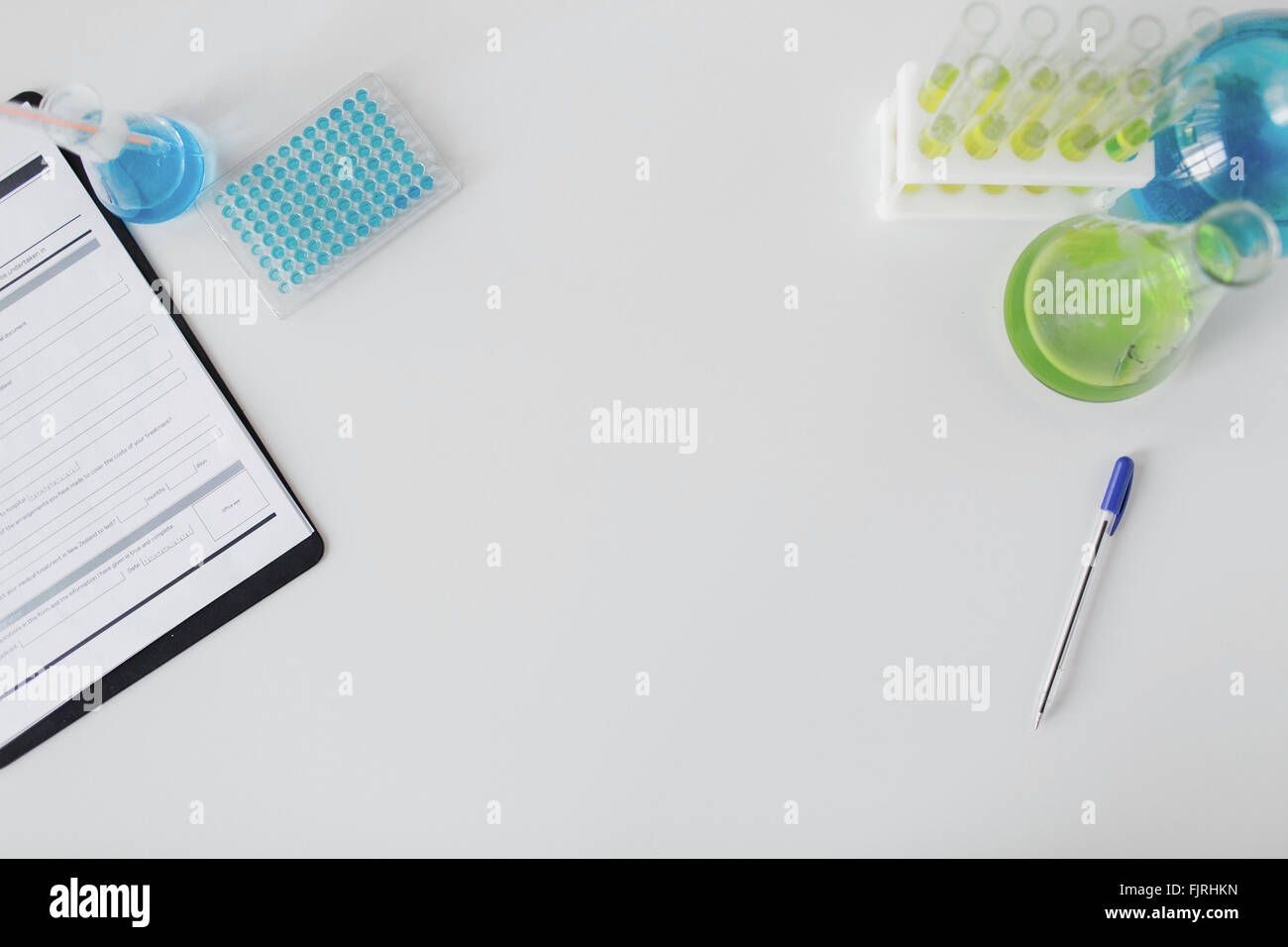 close up of scientific laboratory table with stuff Stock Photo - Alamy