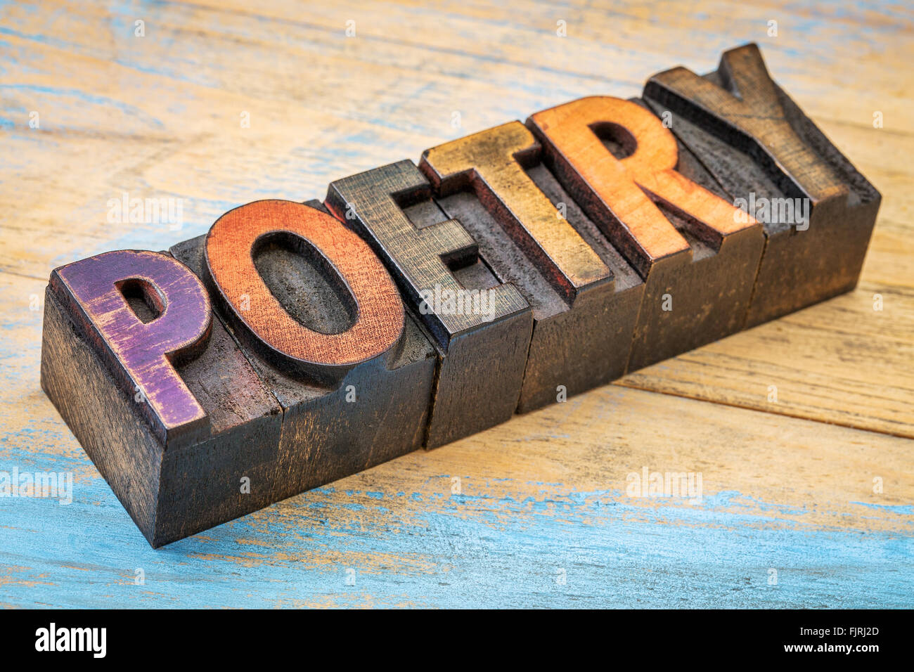 poetry word - text in vintage letterpress wood type printing blocks ...