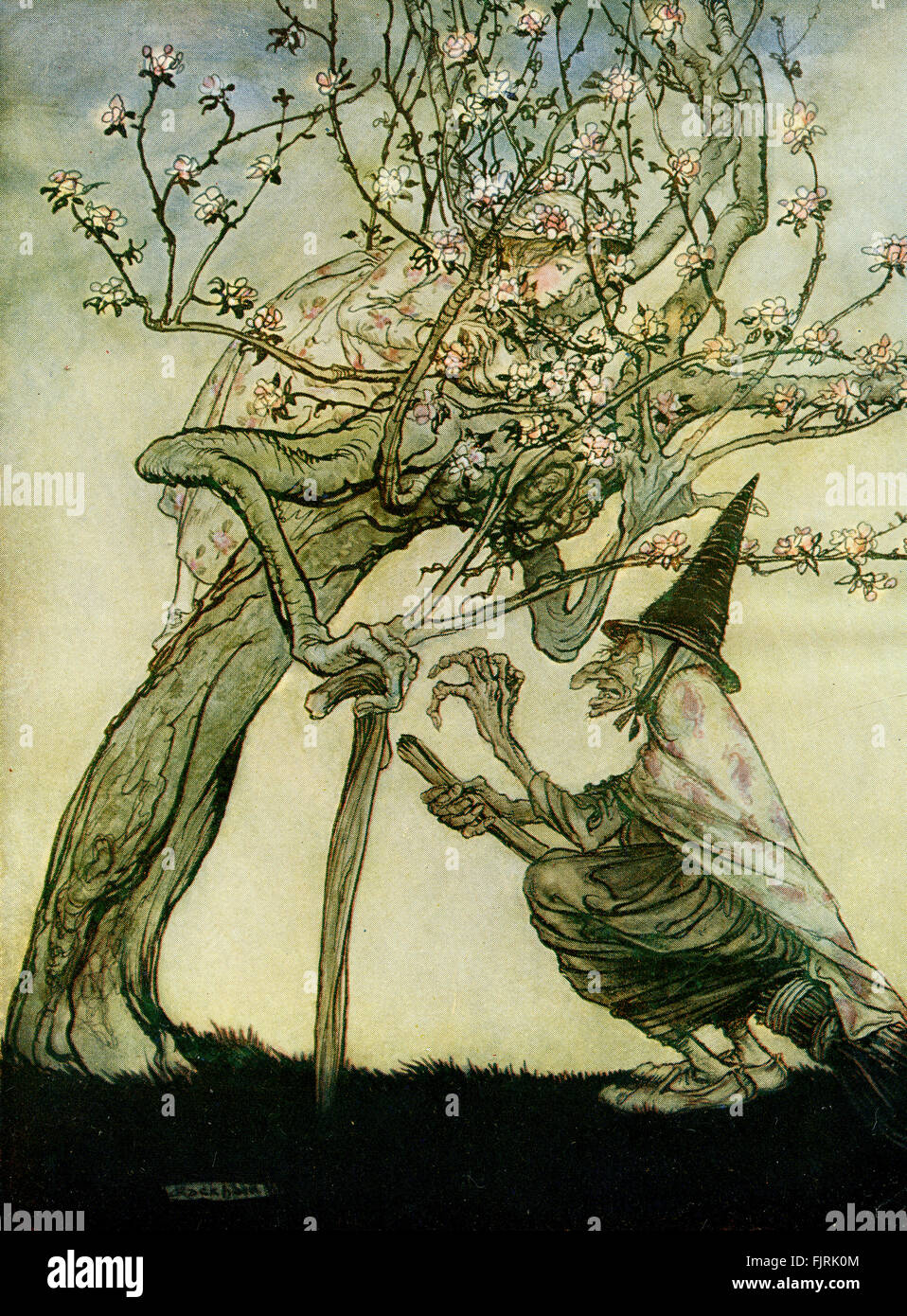 The Two Sisters, English fairy tale. The apple tree hides the girl from ...