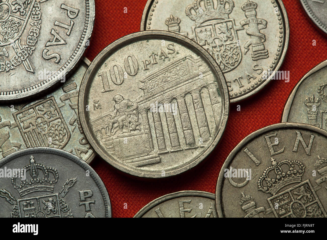 Coins of Spain. Prado Museum and Velazquez Monument in Madrid, Spain ...