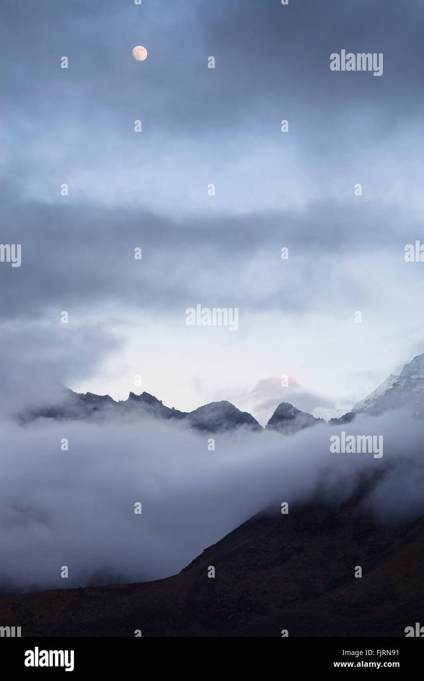Nepal twilight mountains moon hi-res stock photography and images - Alamy