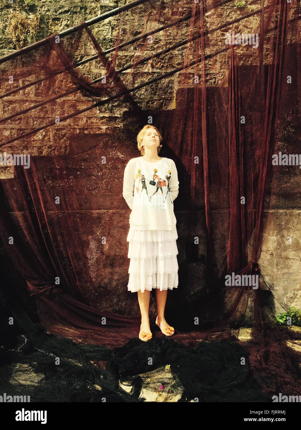 Portrait Of Woman By Steps Stock Photo - Alamy
