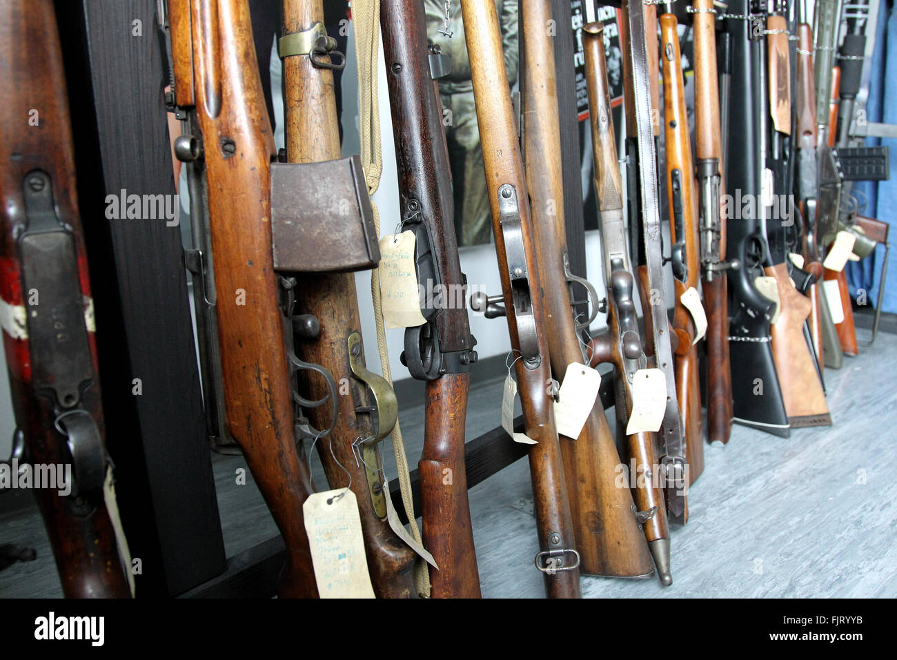Various firearms are on display in the weapons museum of the State ...