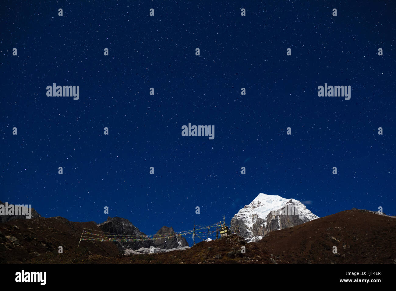 Tawoche Peak at night and Stupa. Sagarmatha National Park. Solukhumbu ...
