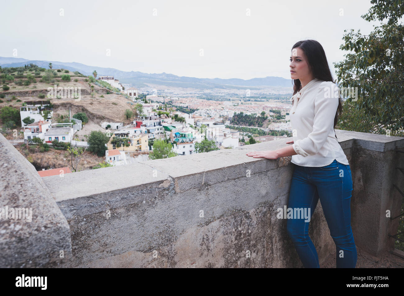 Young Woman Looking Over Landscape Stock Photo - Alamy