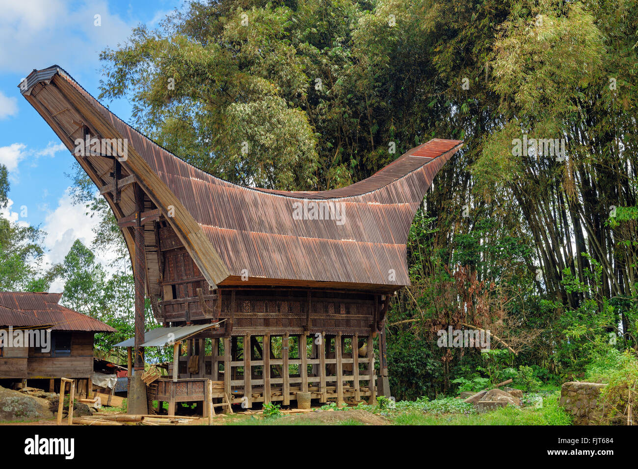 Tongkonan traditional house in Lempo village. Tana Toraja, Sulawesi ...