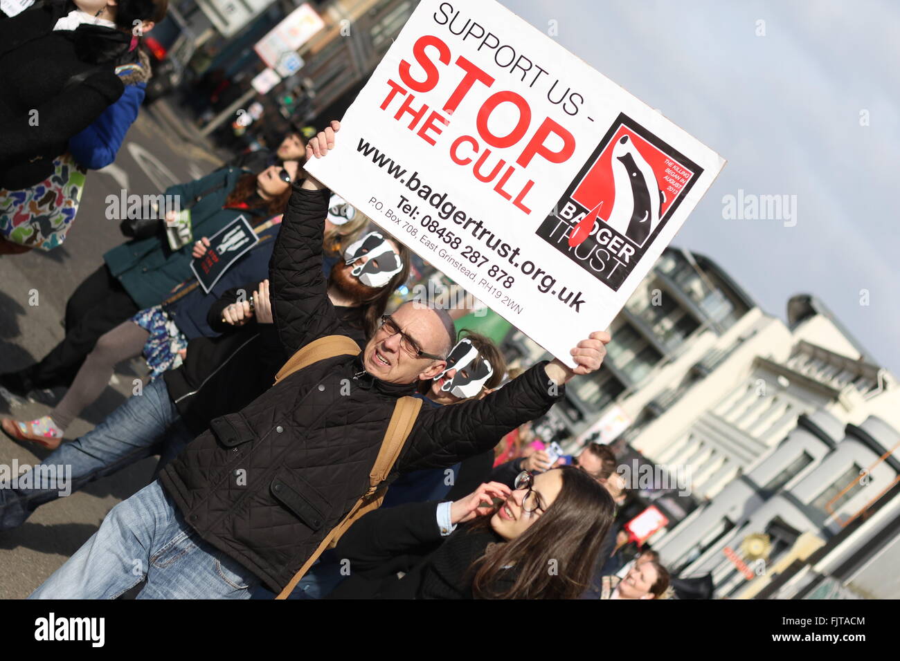 Brighton, United Kingdom. 27 February 2016. A protest against cull of ...