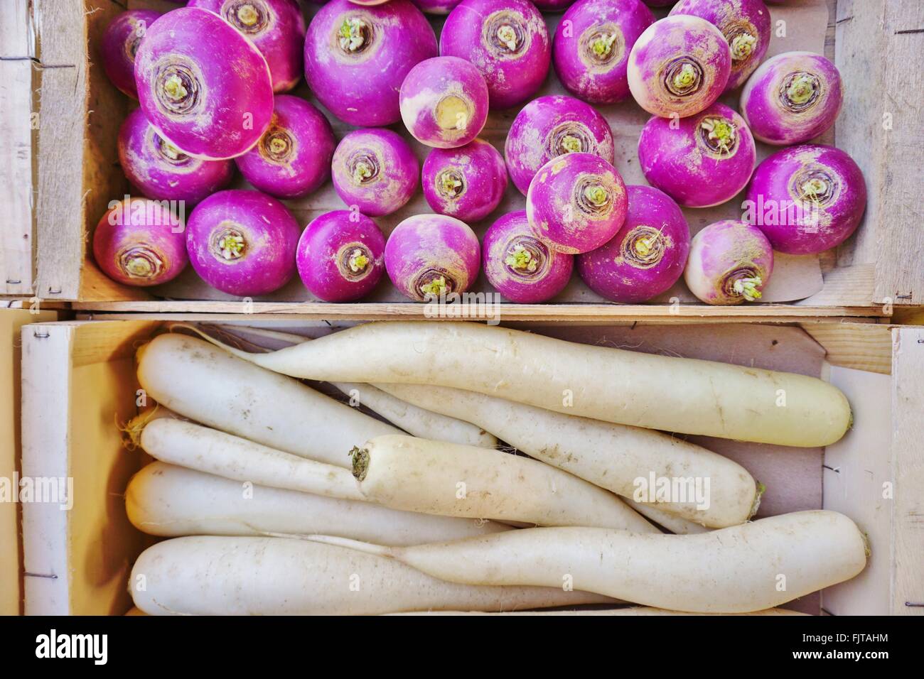 Colorful purple root vegetables at a farmers' market Stock Photo - Alamy