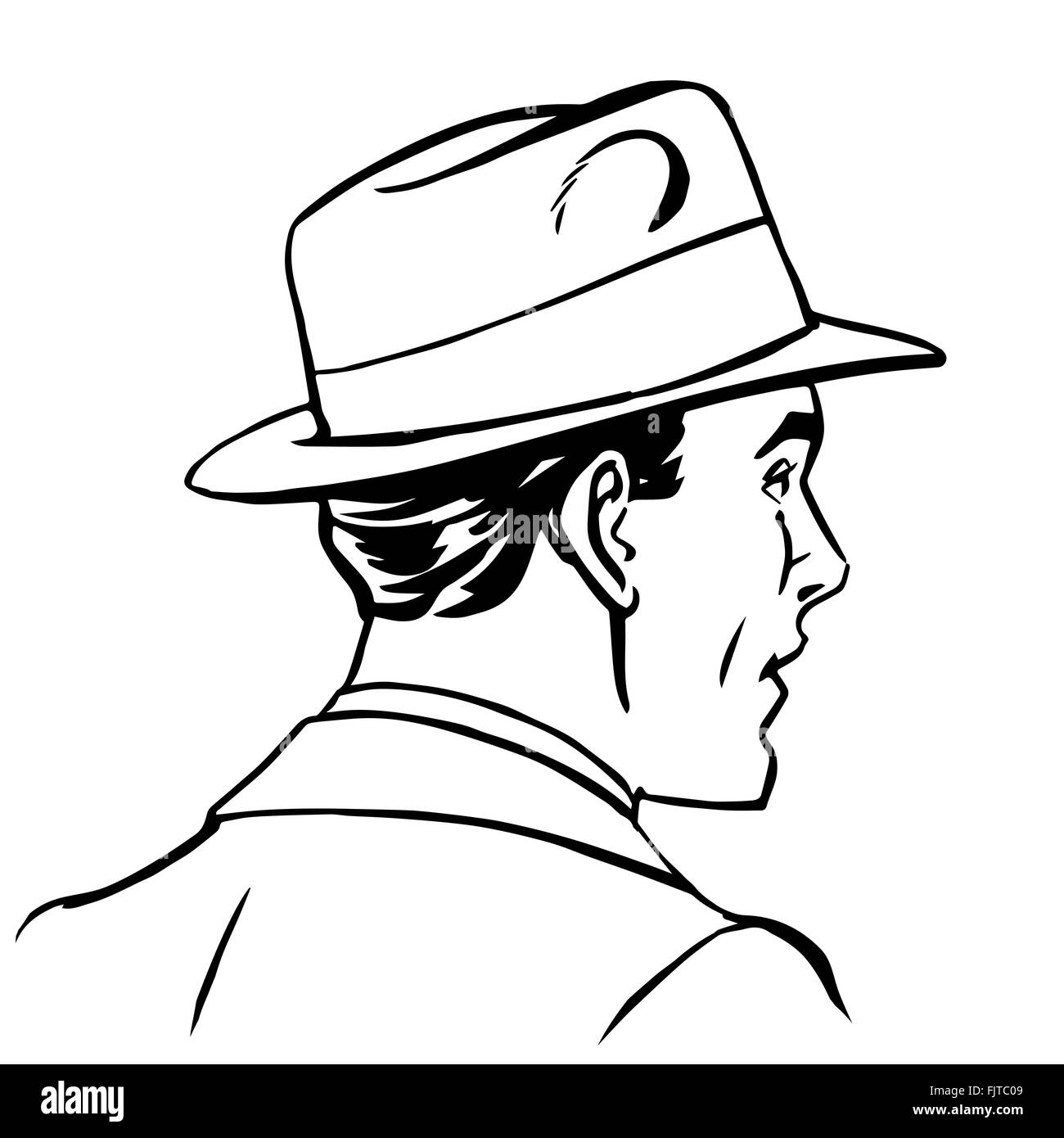 man hat profile line art Stock Vector Image & Art - Alamy
