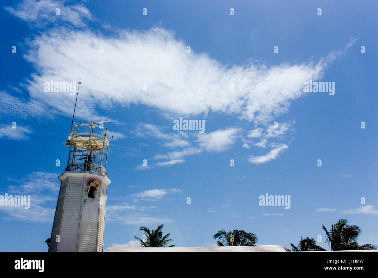 High Section Of Tower Against Blue Sky And Clouds Stock Photo - Alamy