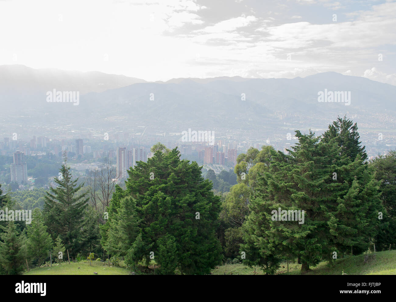 Countryside landscape with city view panorama in Medellin, Colombia ...