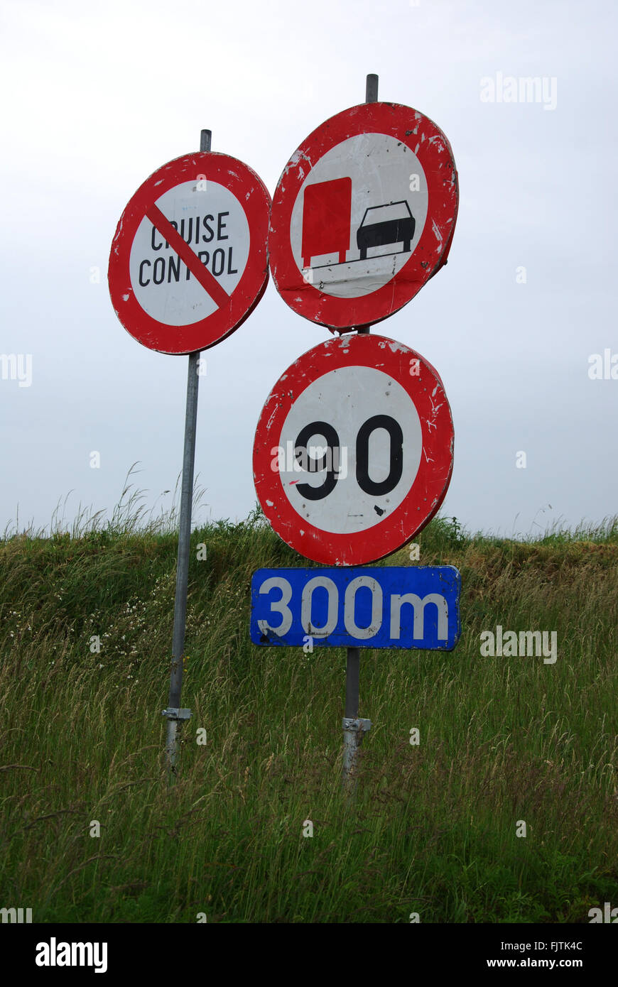 traffic signs at roadworks on Belgian motorway, Europe Stock Photo - Alamy