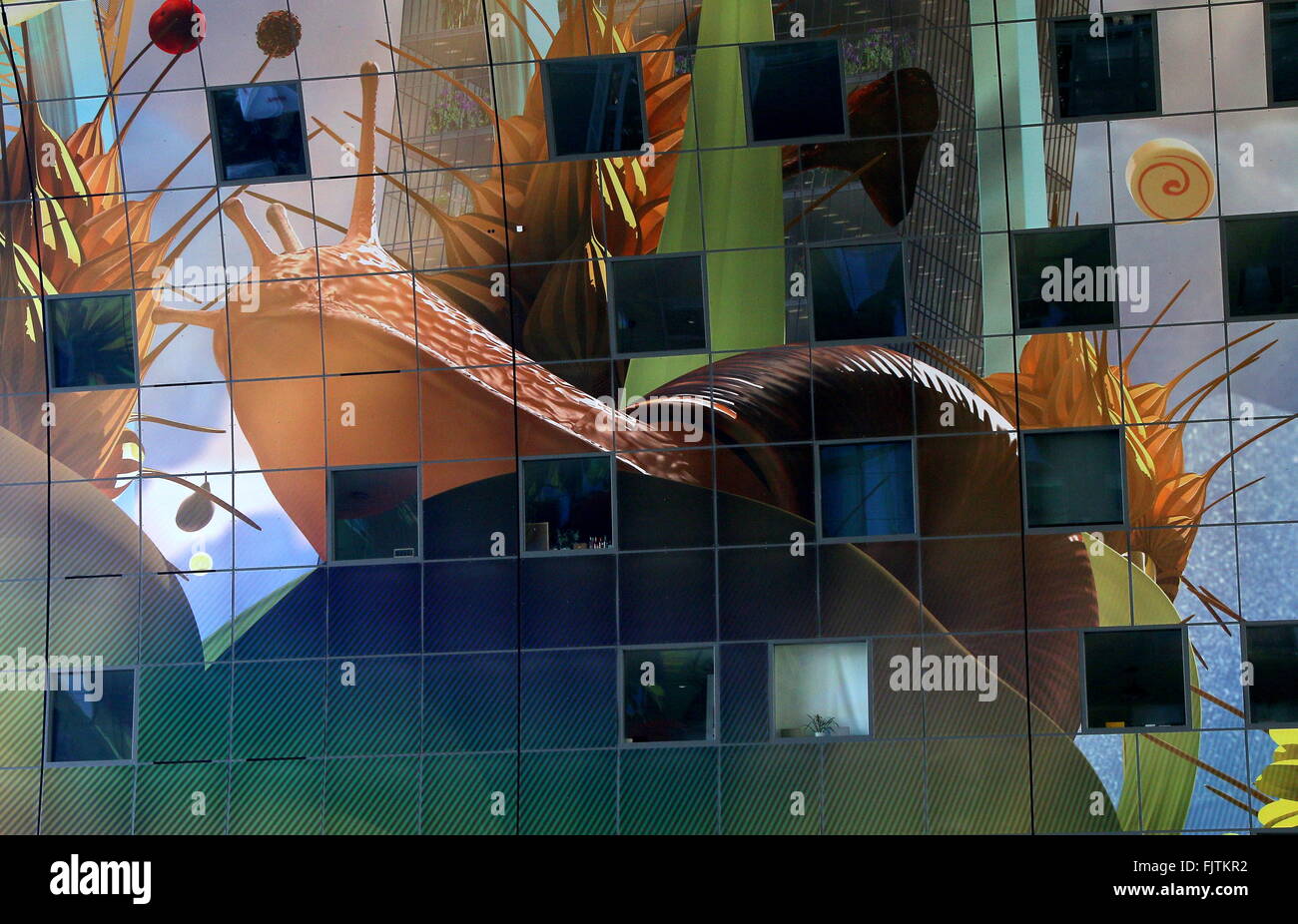 Artwork of a giant land snail on the ceiling of the Rotterdamse ...