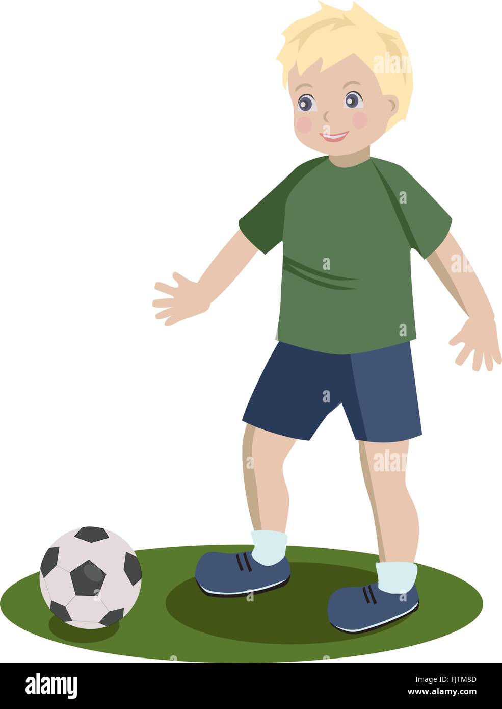 Happy boy playing football, vector Stock Vector Image & Art - Alamy