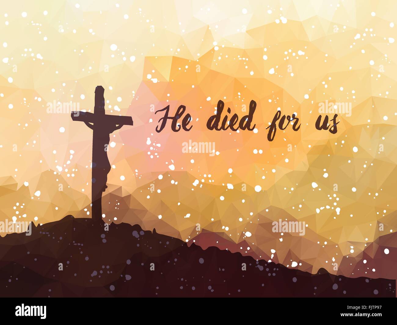 Easter scene with cross. Jesus Christ. Watercolor vector illustr Stock ...