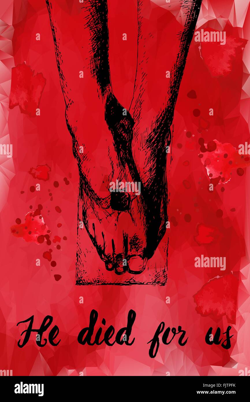 Jesus feet pierced by nail Stock Vector Images - Alamy