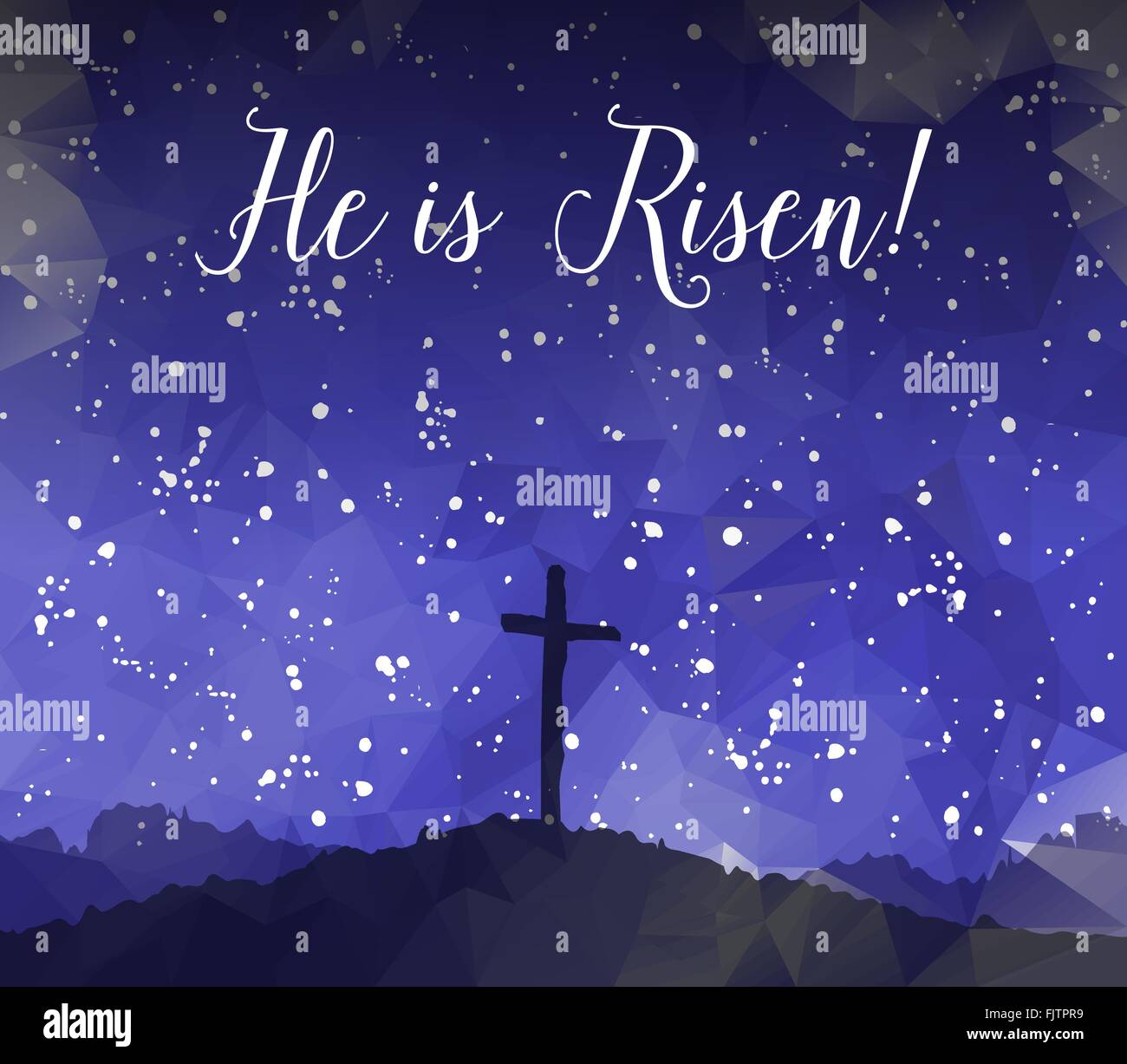 Easter scene with cross. Jesus Christ. Watercolor vector illustr Stock ...