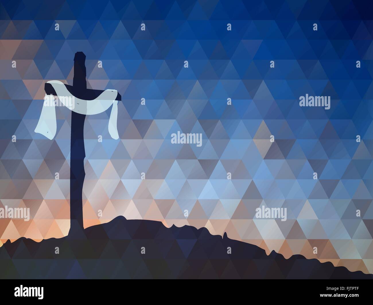 Easter scene with cross. Jesus Christ. Watercolor vector illustr Stock ...