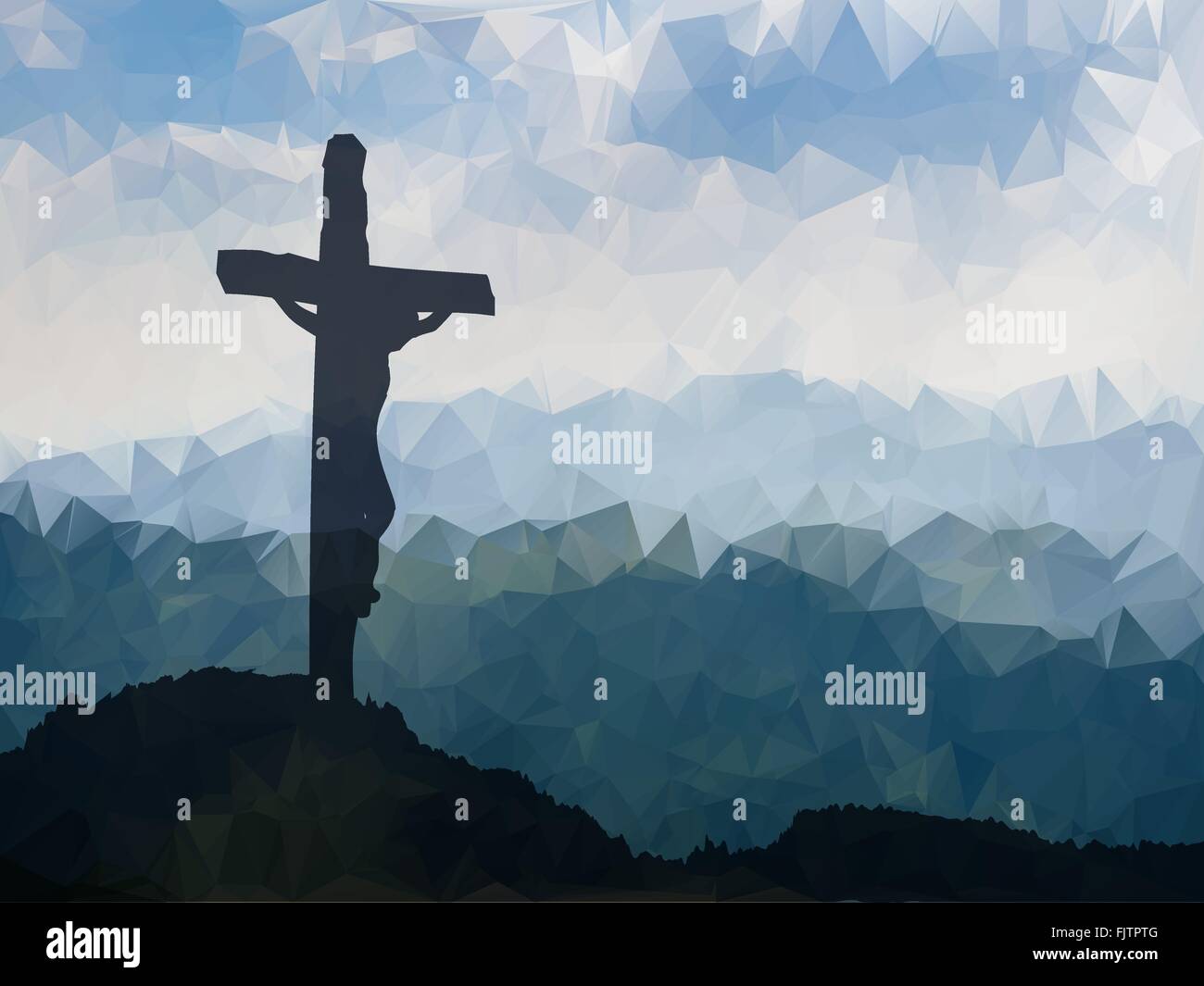 Easter scene with cross. Jesus Christ. Watercolor vector illustr Stock ...