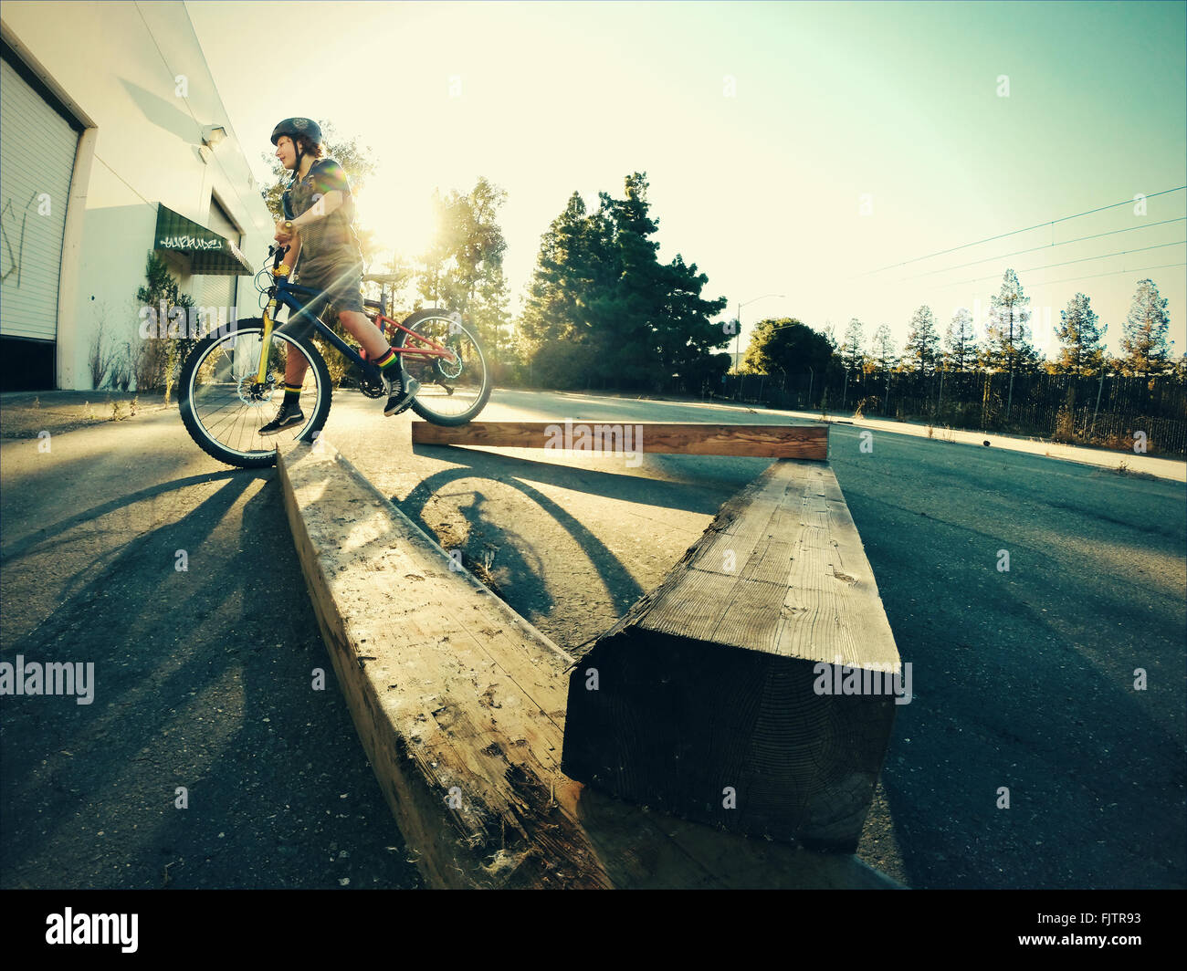 Boy cycling wood hi-res stock photography and images - Alamy