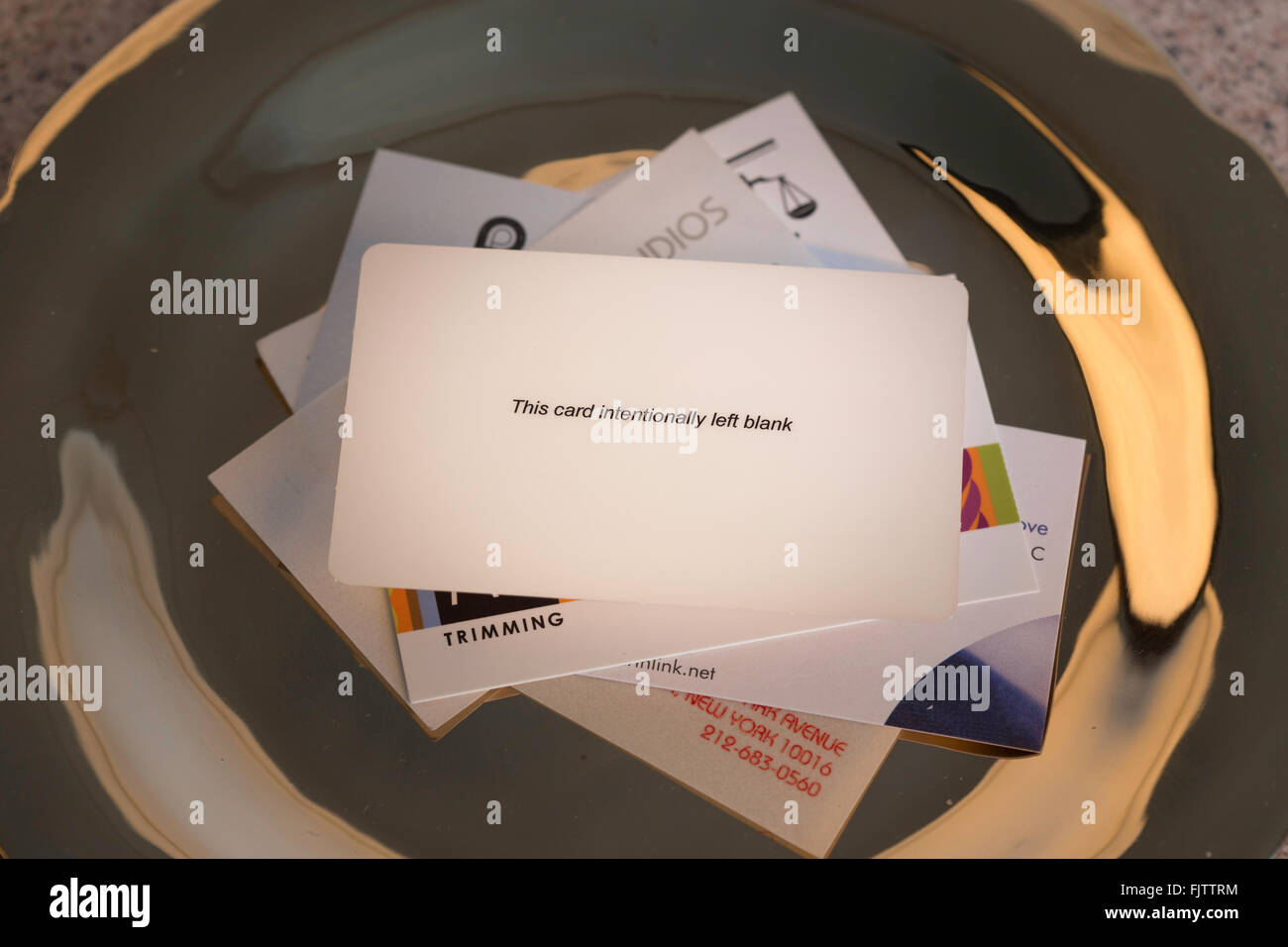 "This Card Intentionally Left Blank" in Business Card Tray Stock Photo ...