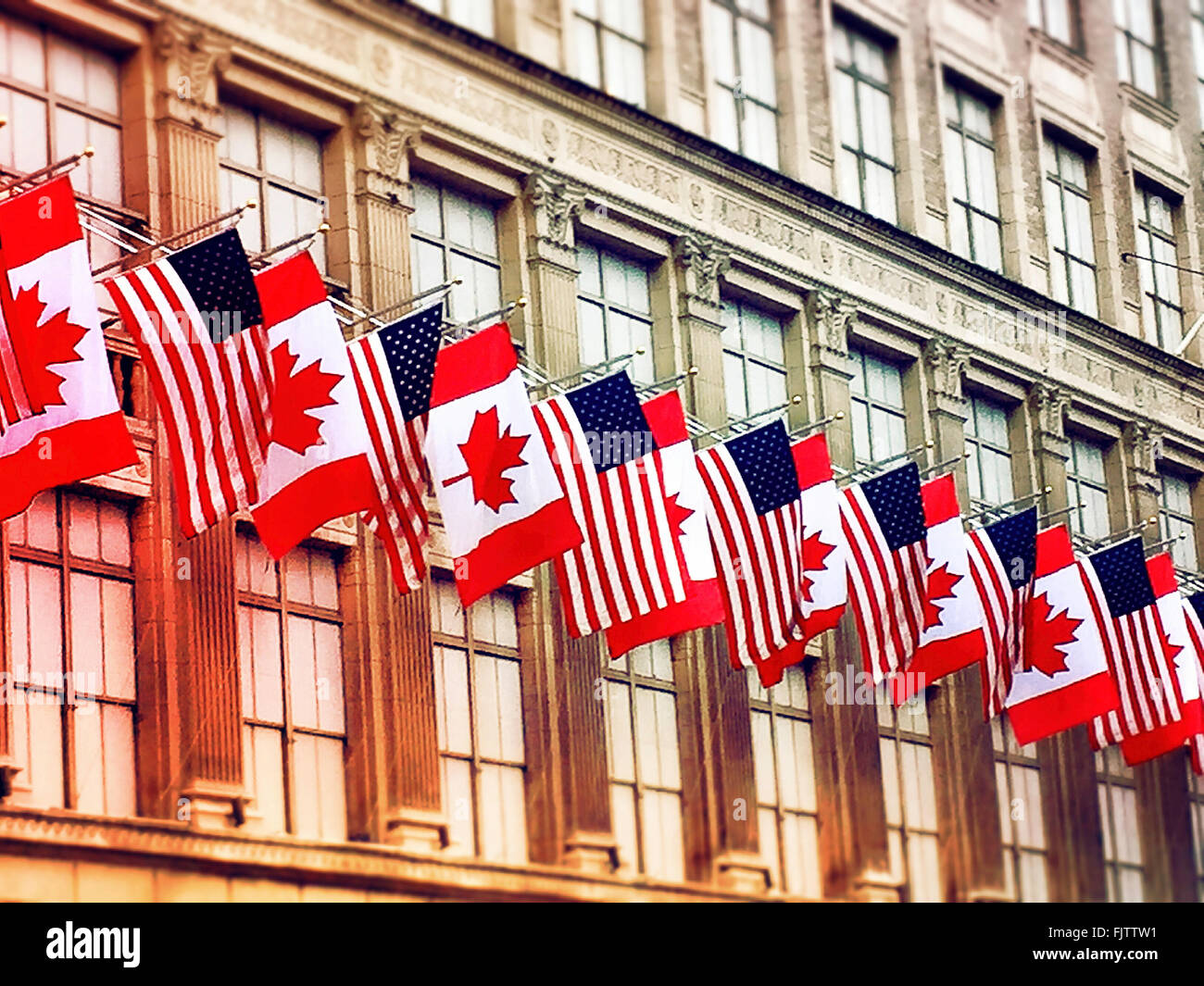 American canadian flags hi-res stock photography and images - Alamy
