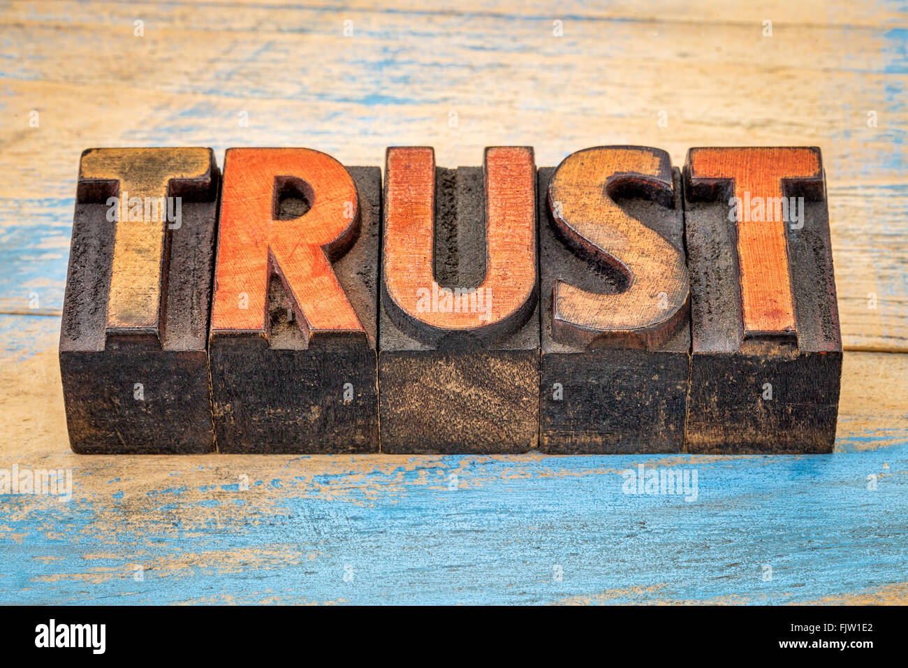 trust word banner - text abstract in vintage letterpress wood type ...
