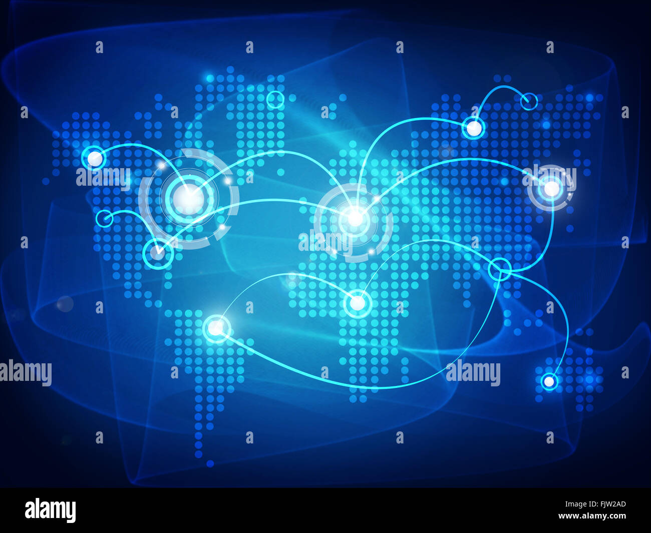 World map dots lines hi-res stock photography and images - Alamy