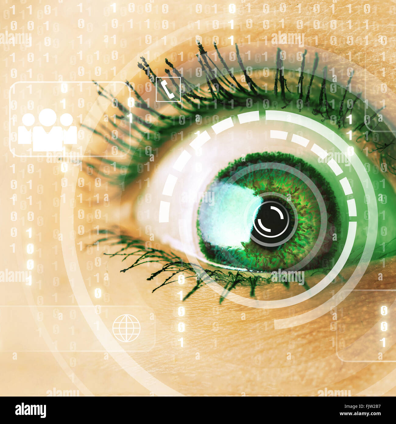 Cyber woman with matrix eye concept Stock Photo - Alamy