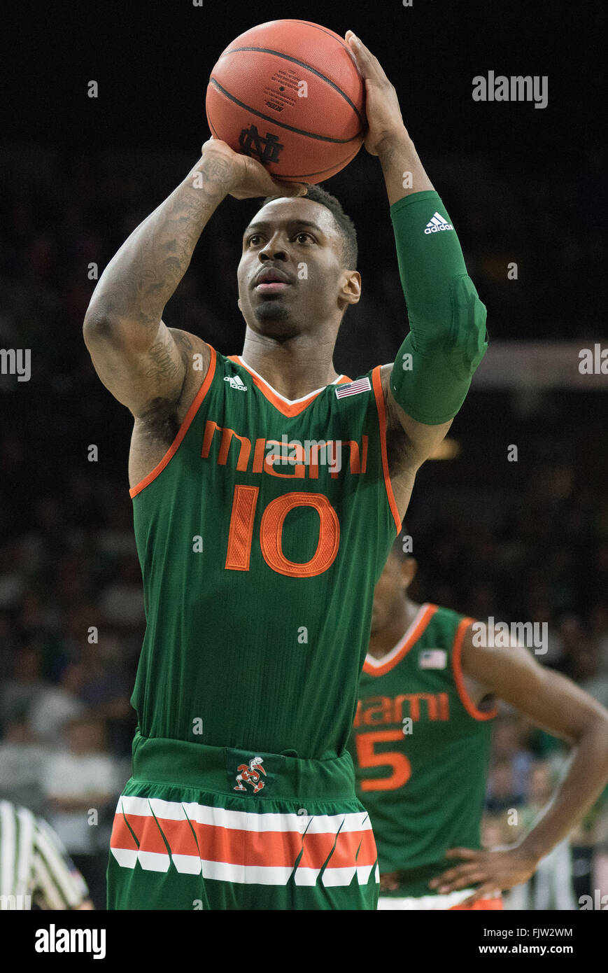 March 2, 2016: Miami Hurricanes guard Sheldon McClellan (10) shoots a ...