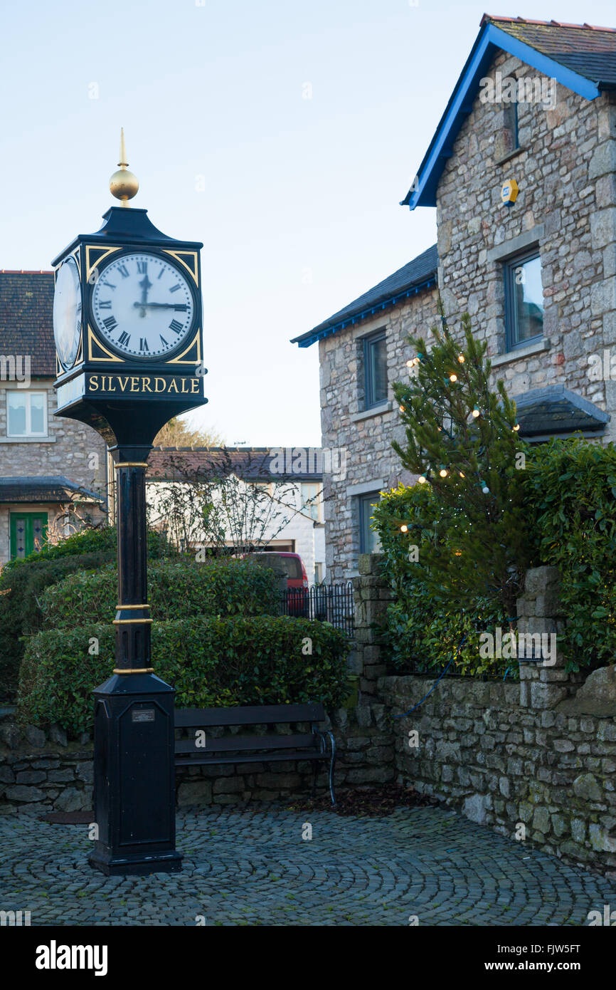 The Millennium Clock in Silverdale village Lancashire Stock Photo - Alamy