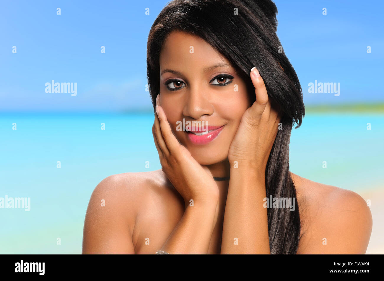 African woman model beach hi-res stock photography and images - Alamy