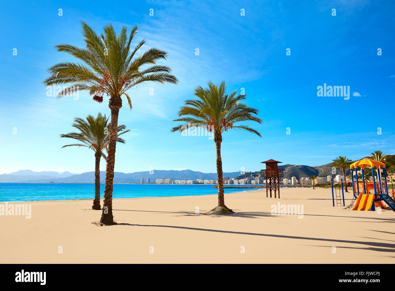 Cullera Playa los Olivos beach in Mediterranean Valencia at Spain Stock ...
