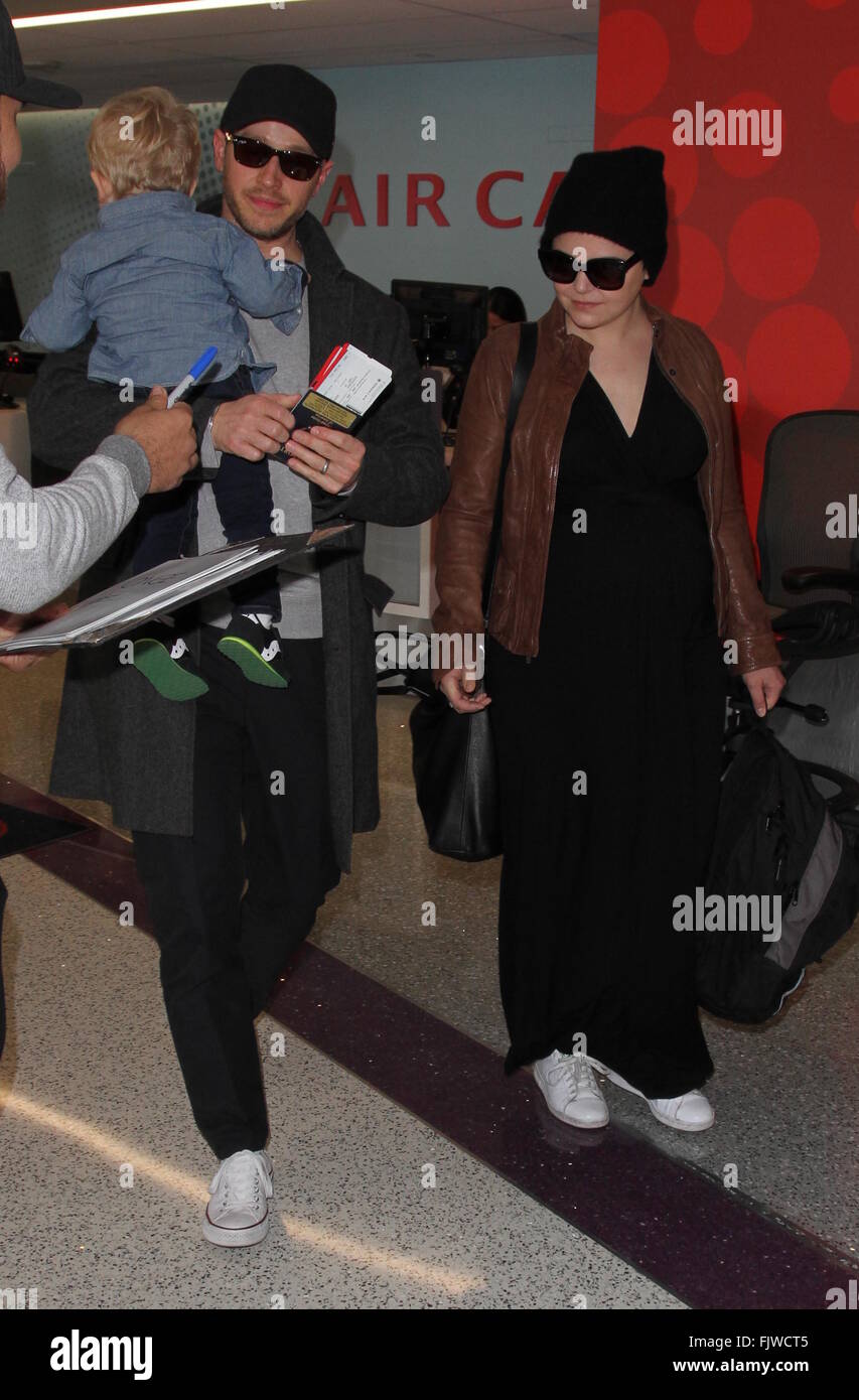 Ginnifer Goodwin, husband Josh Dallas, and their son Oliver arrive at ...