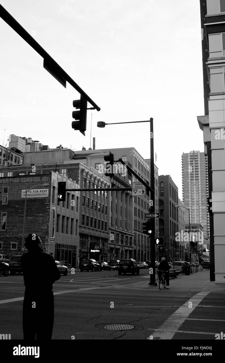 Low Angle View Of Road Signal And Buildings Over Street In City Stock ...