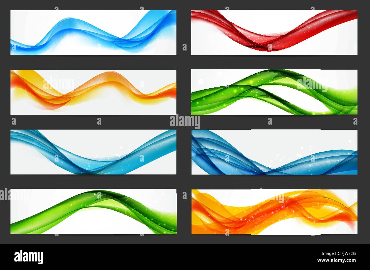 Abstract Colored Wave Header Background Set. Vector Illustration Stock ...