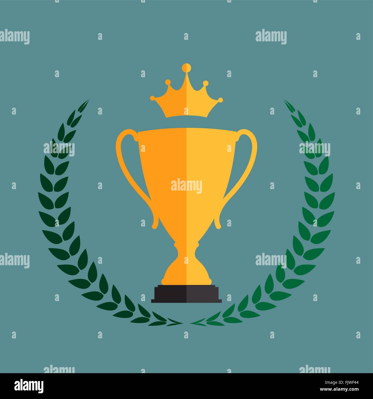 Gold Trophy Cup Winner with a Laurel Wreath and Clown Vector Ill Stock ...