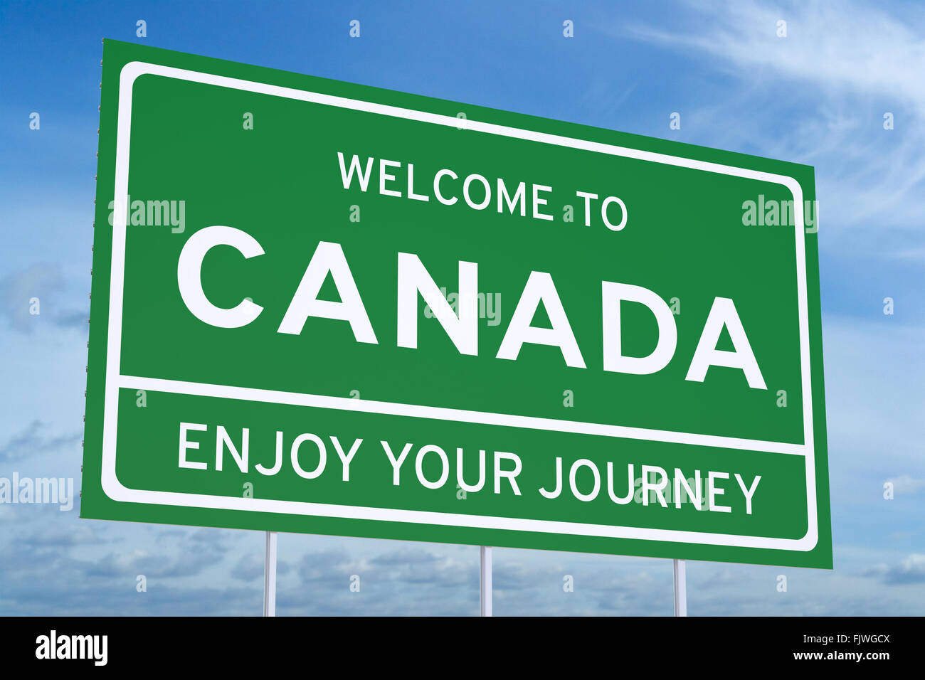 Welcome to Canada concept on road billboard Stock Photo - Alamy