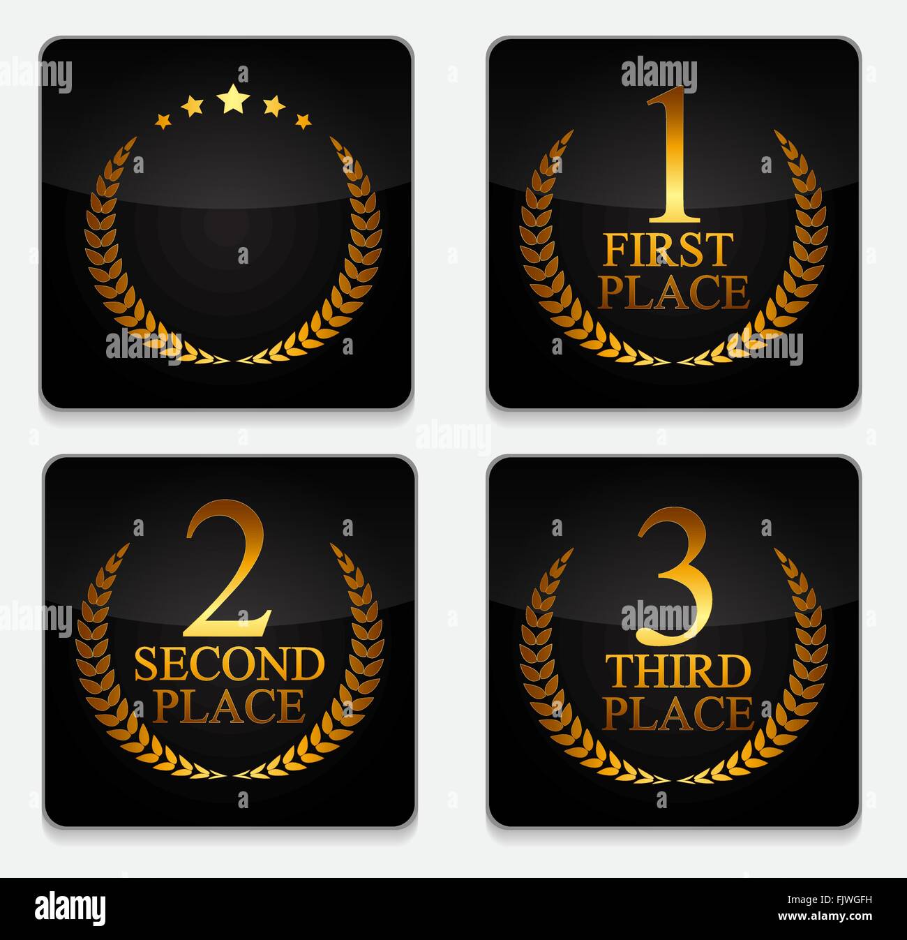 First, Second and Third Place Laurel Design Label Vector Illustr Stock ...
